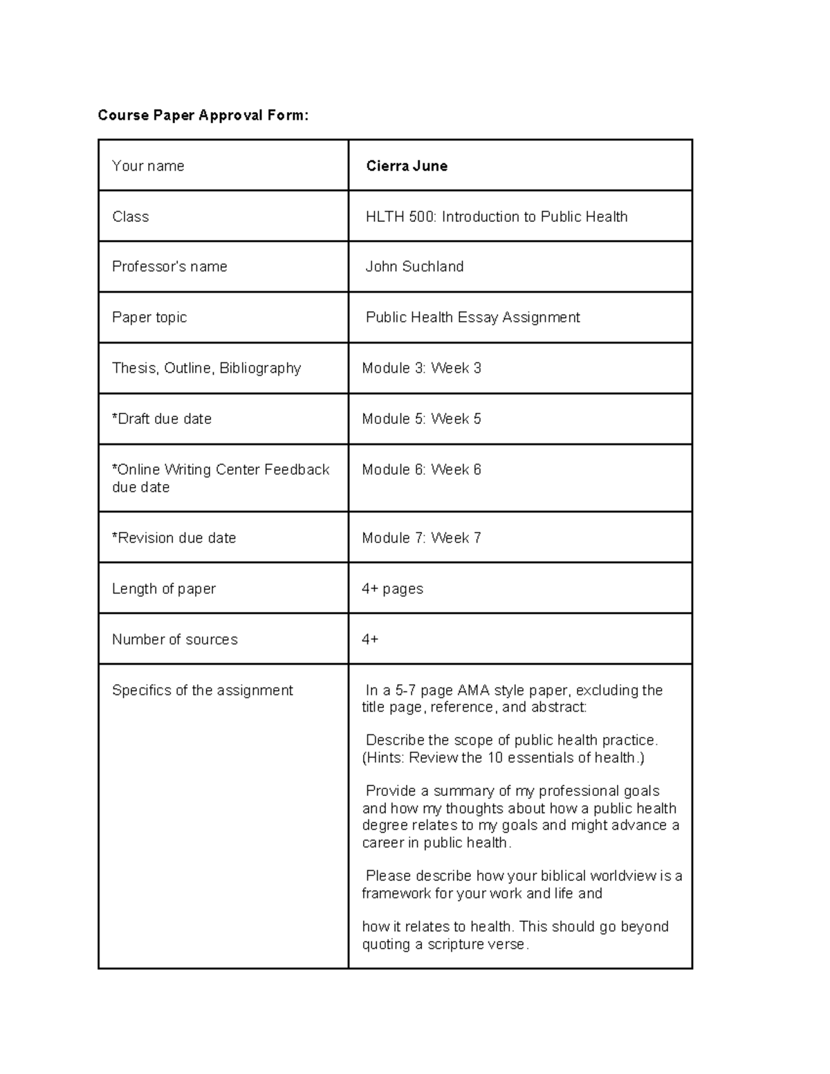 Cierra June Course Paper Approval Form - Course Paper Approval Form ...