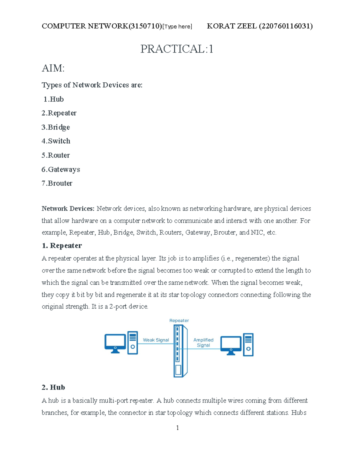 Zeel it 31 - gyn drthxrthsmn rt - PRACTICAL: AIM: Types of Network ...