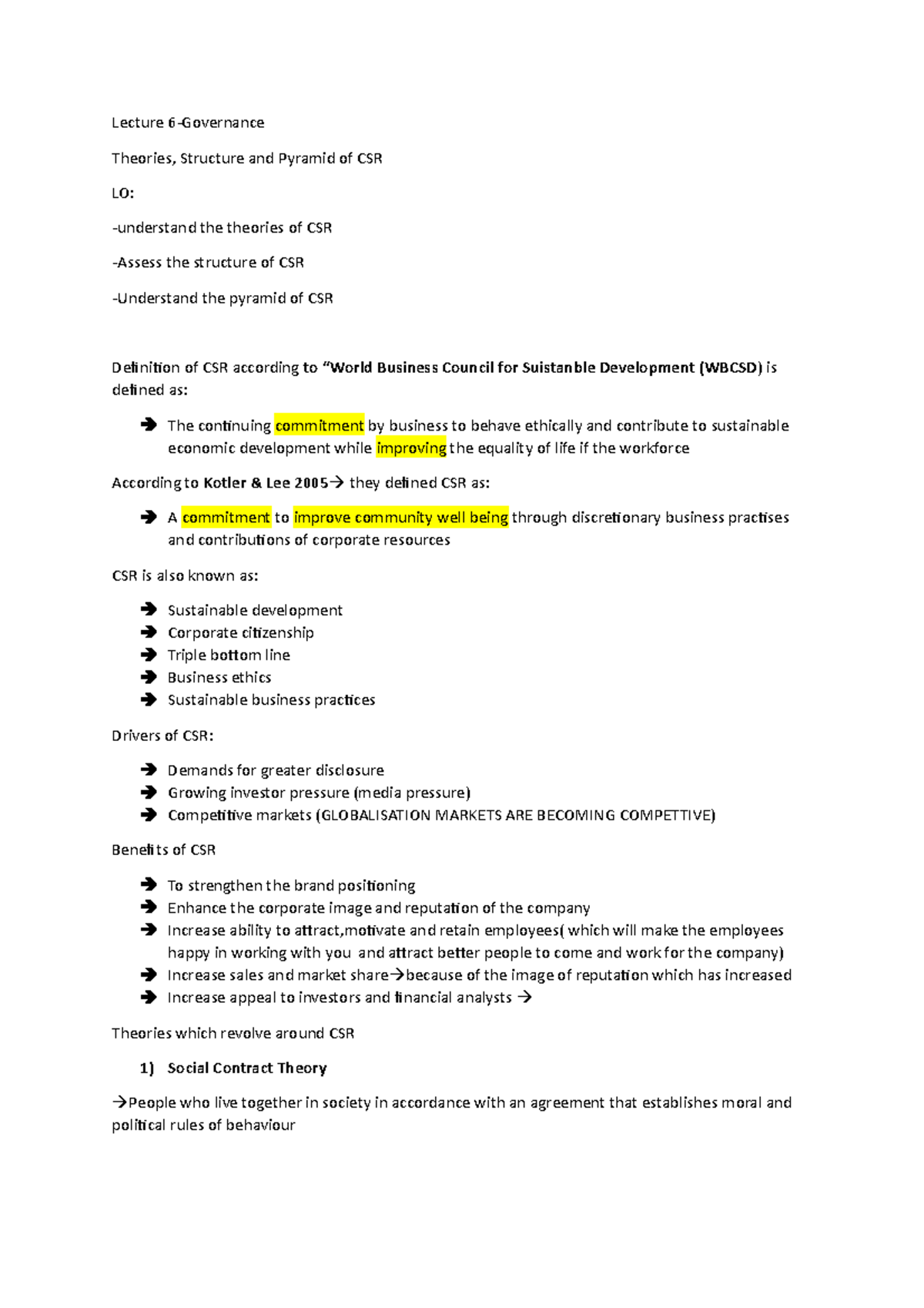 Lecture 6 - understanding the structure of csr assess the structure of ...