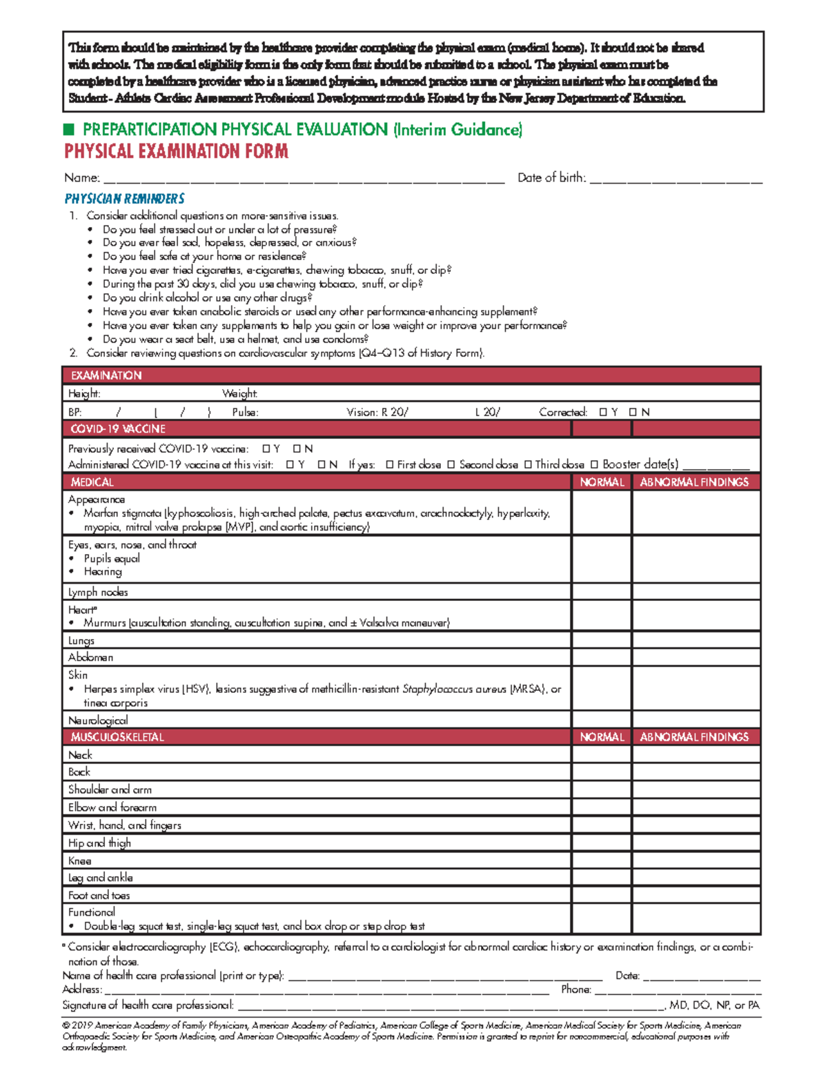 PPEExam Form - I need it - PREPARTICIPATION PHYSICAL EVALUATION ...