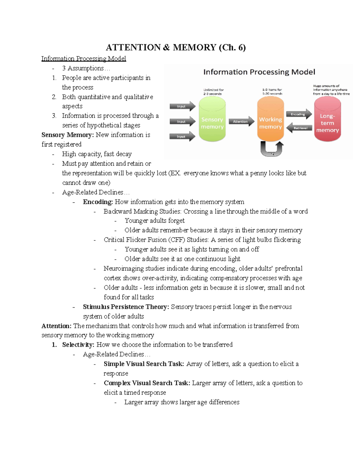 Psych 109 Exam 2 Study Guide - ATTENTION & MEMORY (Ch. 6) Information ...