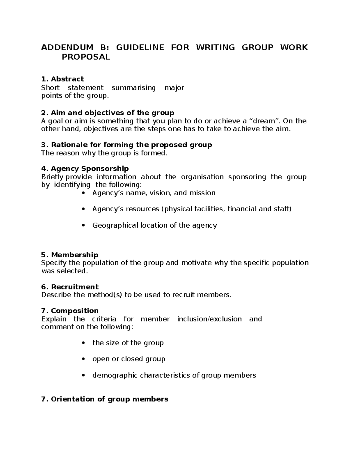 Addendum B- Group Work - ADDENDUM B: GUIDELINE FOR WRITING GROUP WORK ...