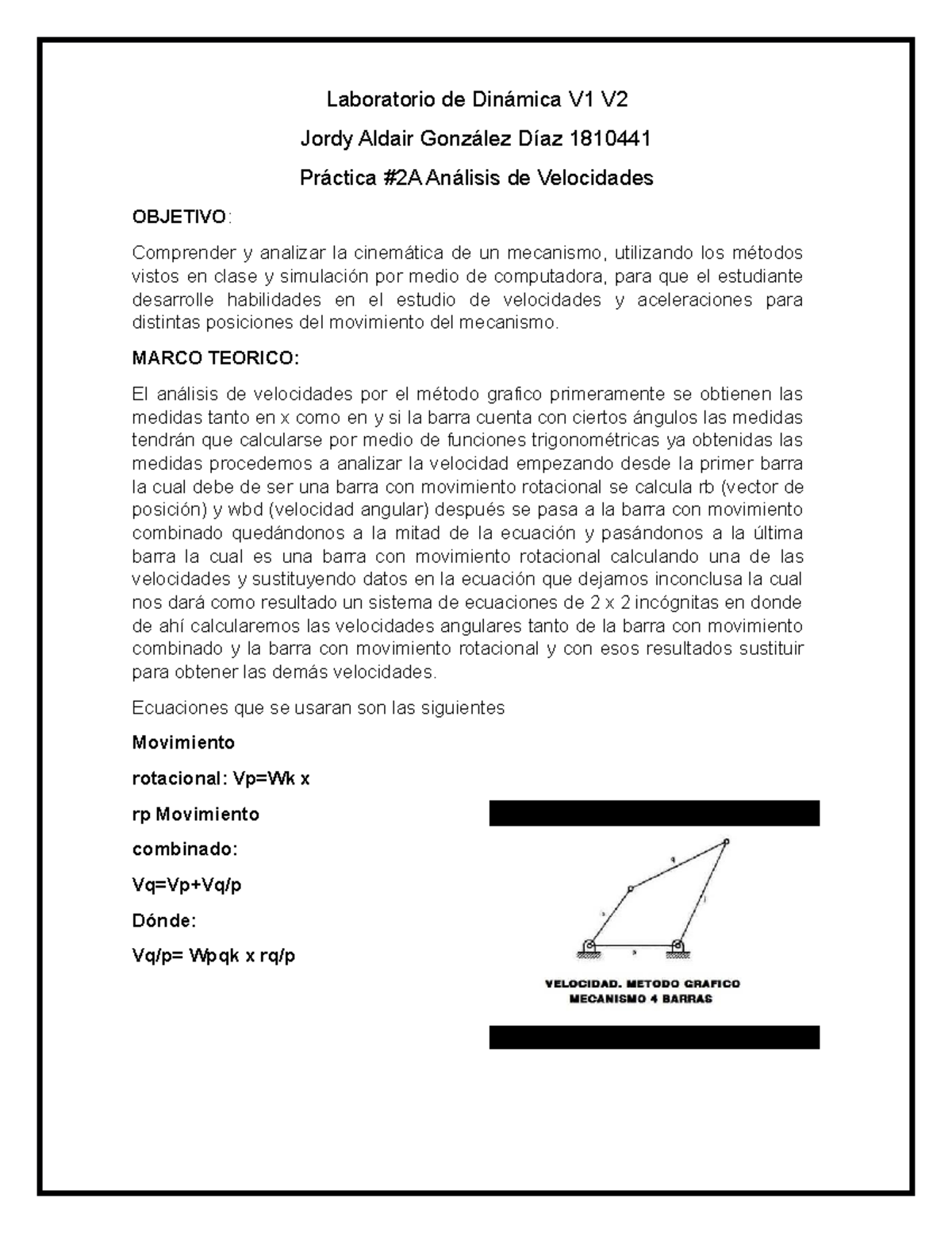 Practica 2A LDIN - Laboratorio de Dinámica V1 V Jordy Aldair González ...