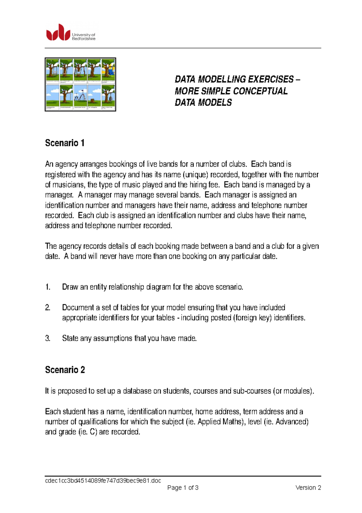 CIS017-1 - Data Modelling Scenarios - More Simple Conceptual Data ...