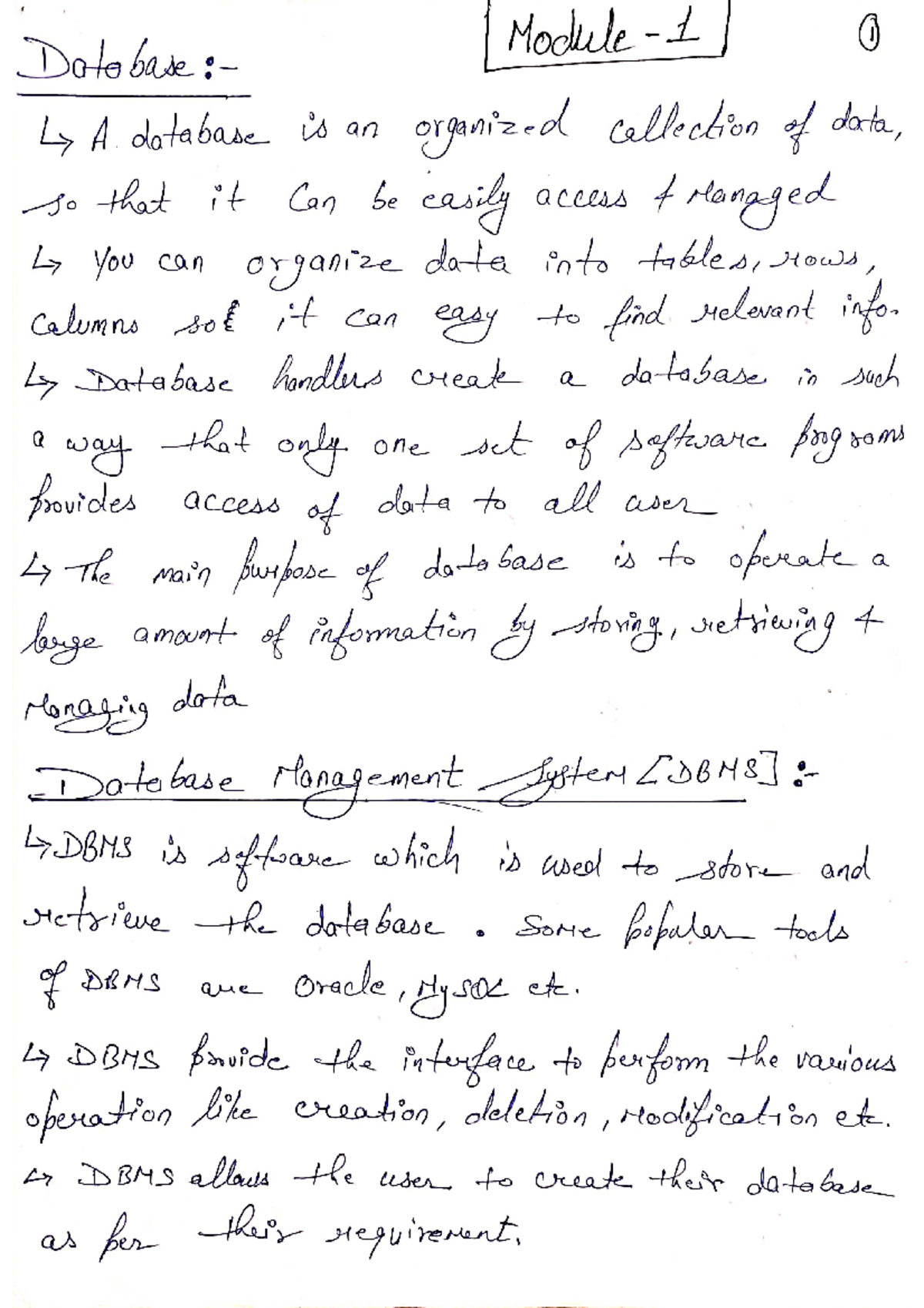 Module 1 - notes - Database Management System - Studocu
