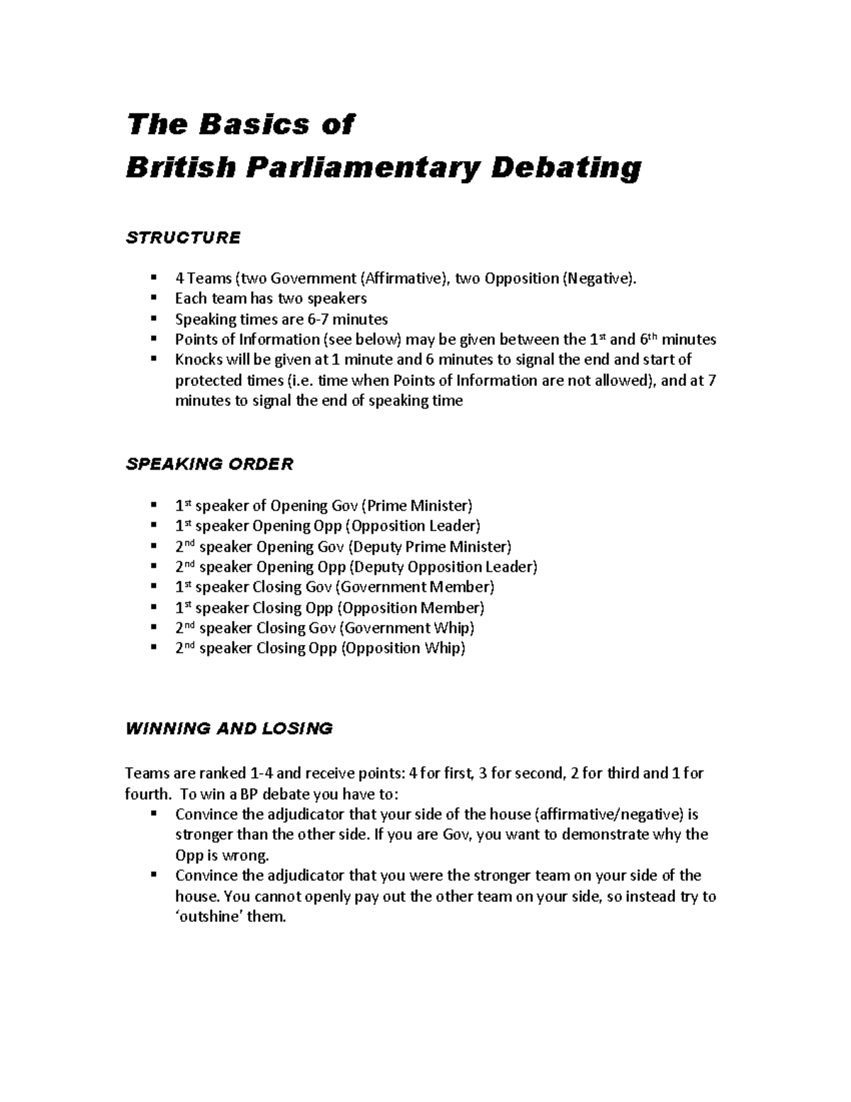 The-Basics-of-BP-Debating-Senior - The Basics of British Parliamentary ...