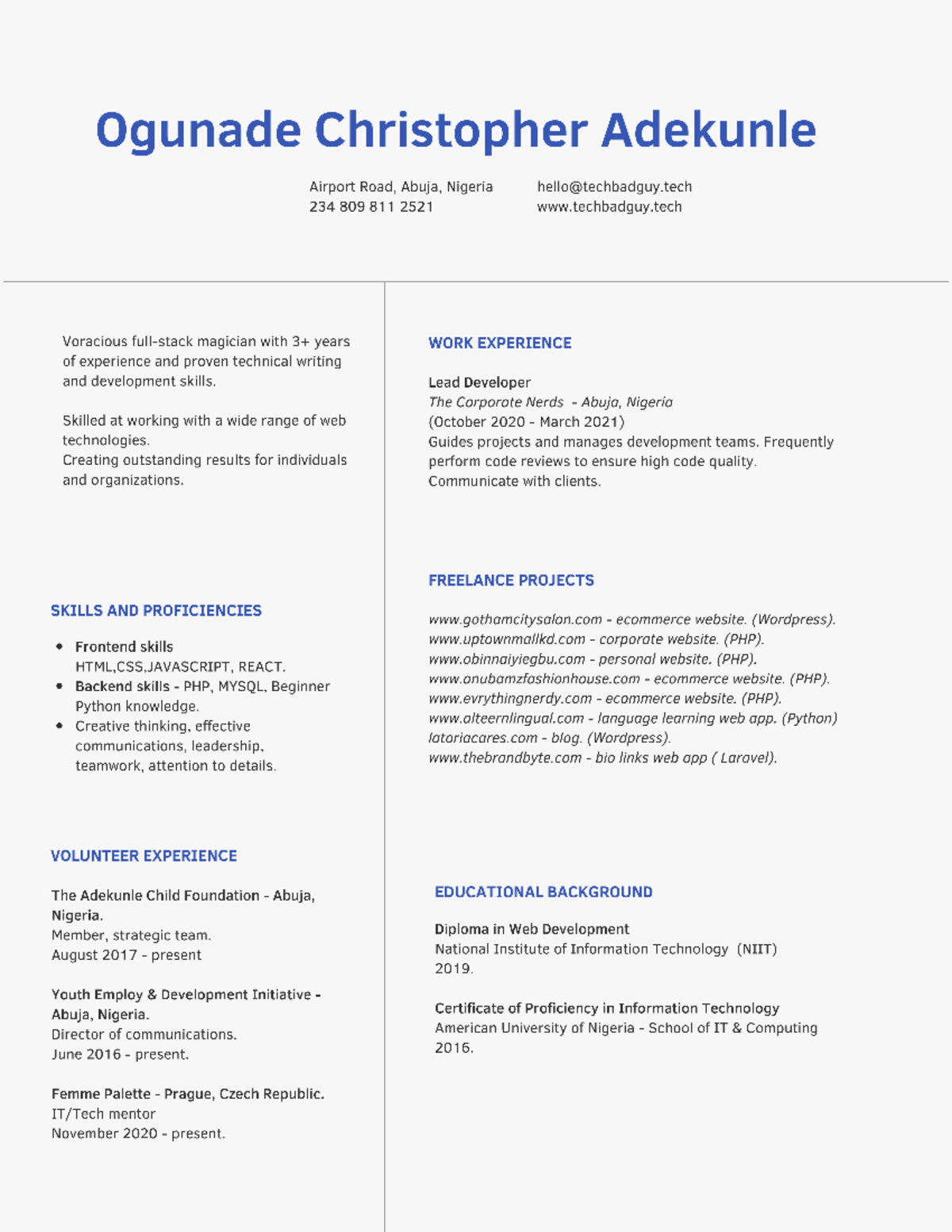 Adekunle's CV - 200L siwes report - Introduction to Computer - Studocu