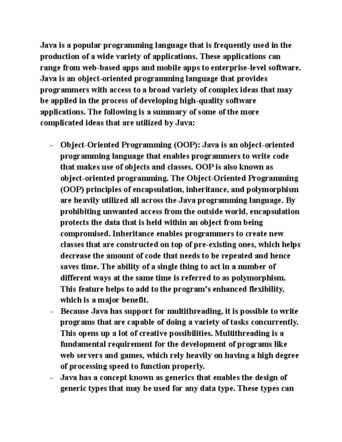 Programming Exercise LAB Final PART 2 - Java is a popular programming ...