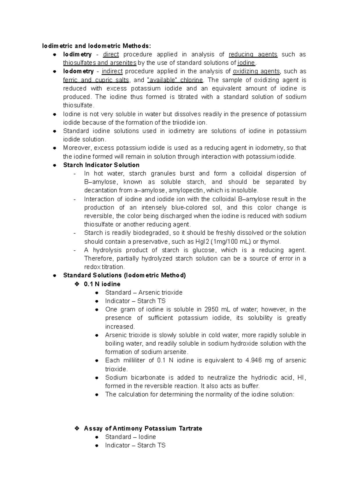 IODO-IODI- Gravi - Iodimetric and Iodometric Methods: Iodimetry ...