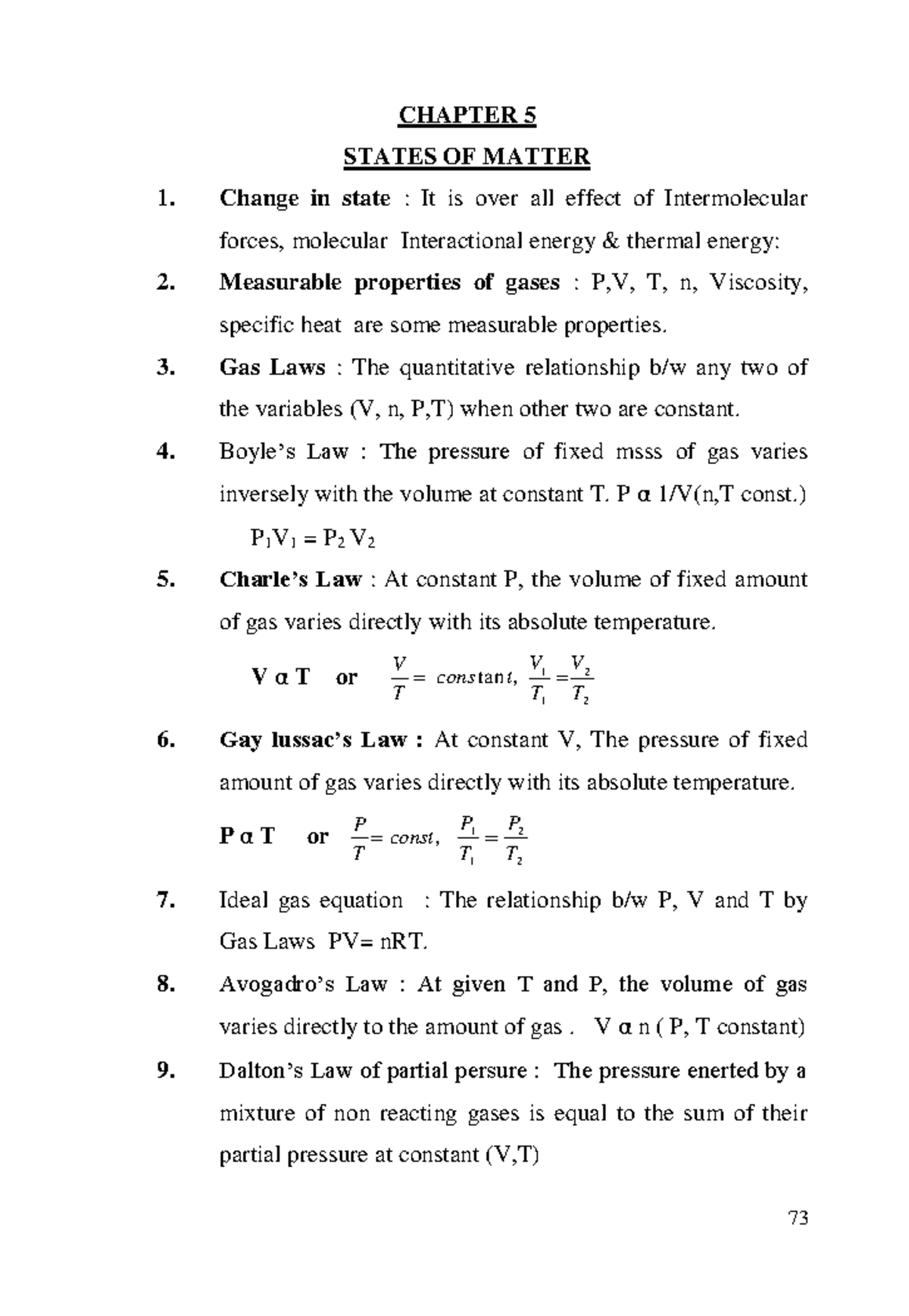 11 chemistry notes ch05 states of matter - CHAPTER 5 STATES OF MATTER ...