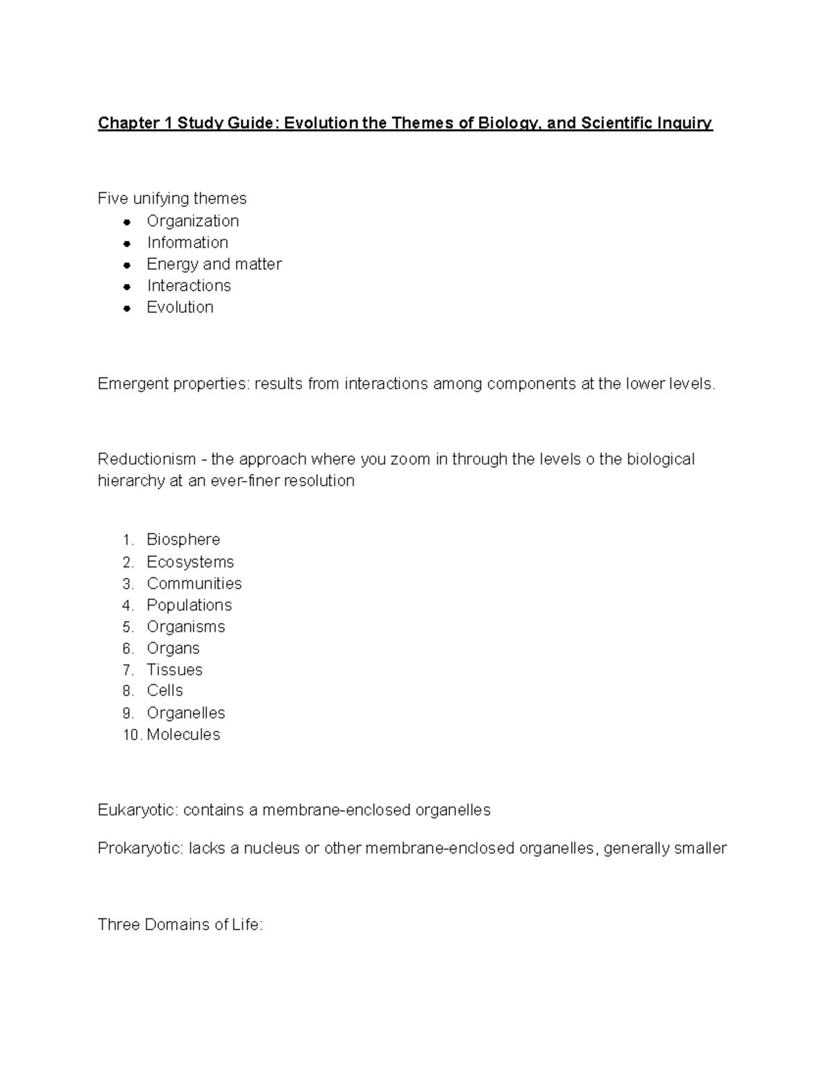 Untitled document - chapter 1 - Campbell Biology 11th - Chapter 1 Study ...
