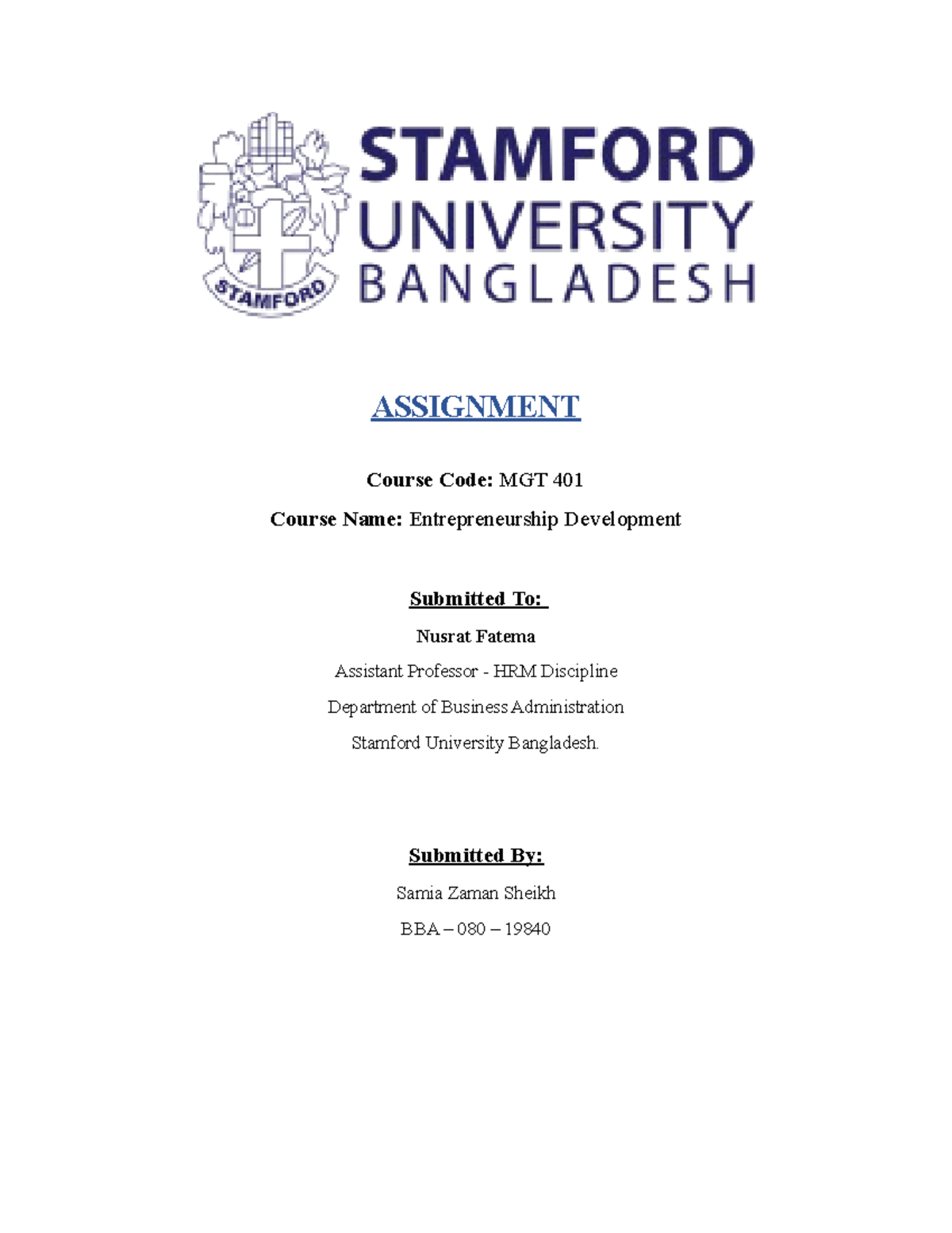 Mgt401assignment Essay Assignment Course Code Mgt 401 Course Name