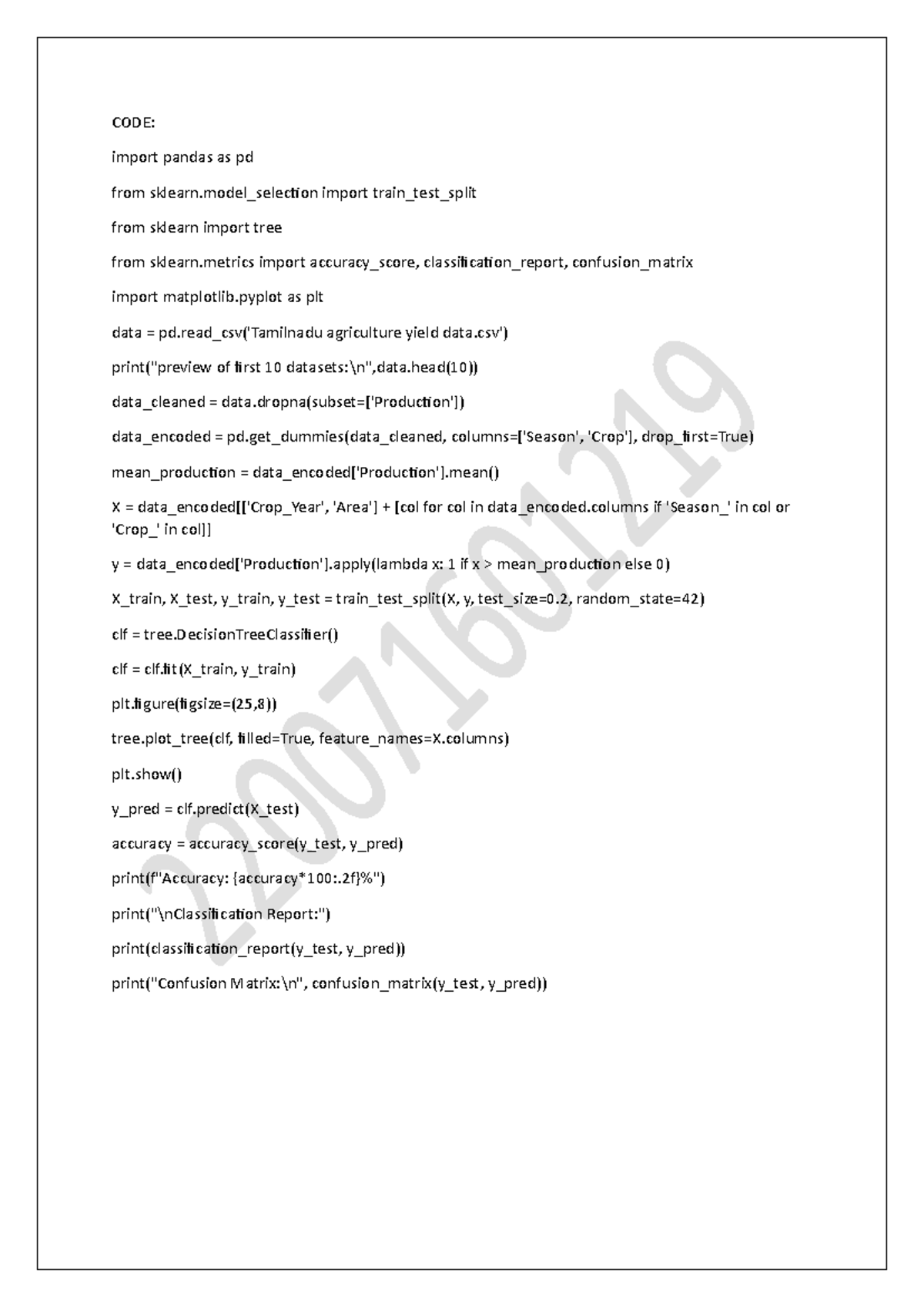 Decision TREE - ghkgghuijjjjkjkk - CODE: import pandas as pd from ...