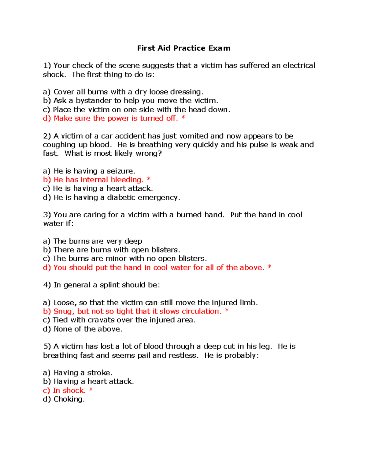 First aid - First Aid Practice Exam Your check of the scene suggests ...