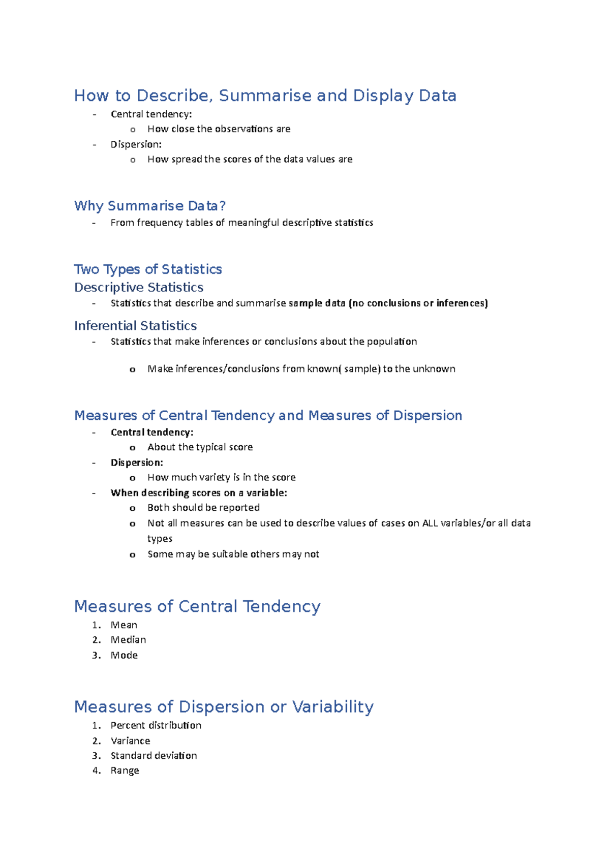 1B. How to Describe, Summarise and Display Data - How to Describe ...