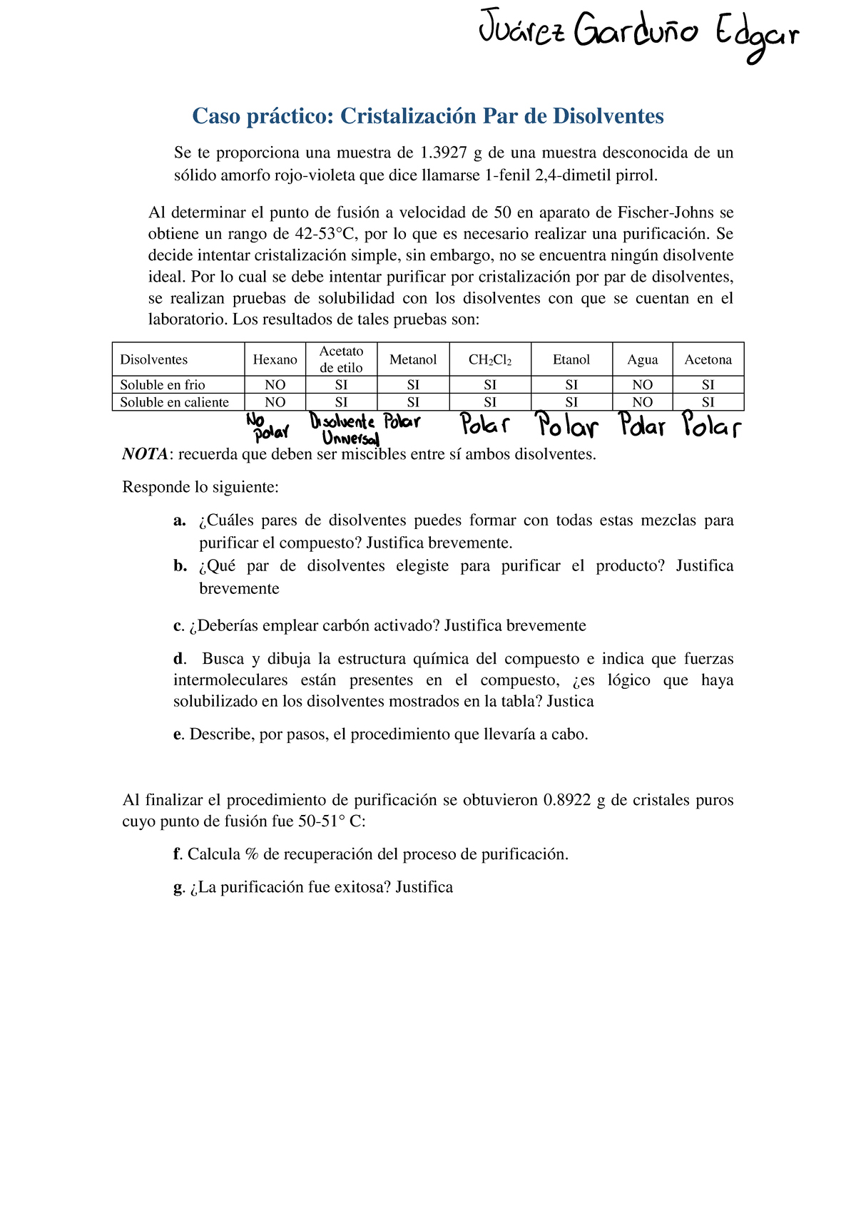 Caso práctico Crist Par Disolv - Caso práctico: Cristalización Par de ...