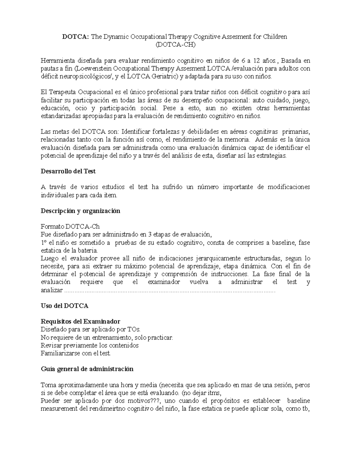 323794538- Dotca - DOTCA: The Dynamic Occupational Therapy Cognitive ...