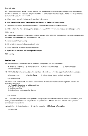 Eyes and Ears assessment quiz -5. What are the cranial nerves that are ...