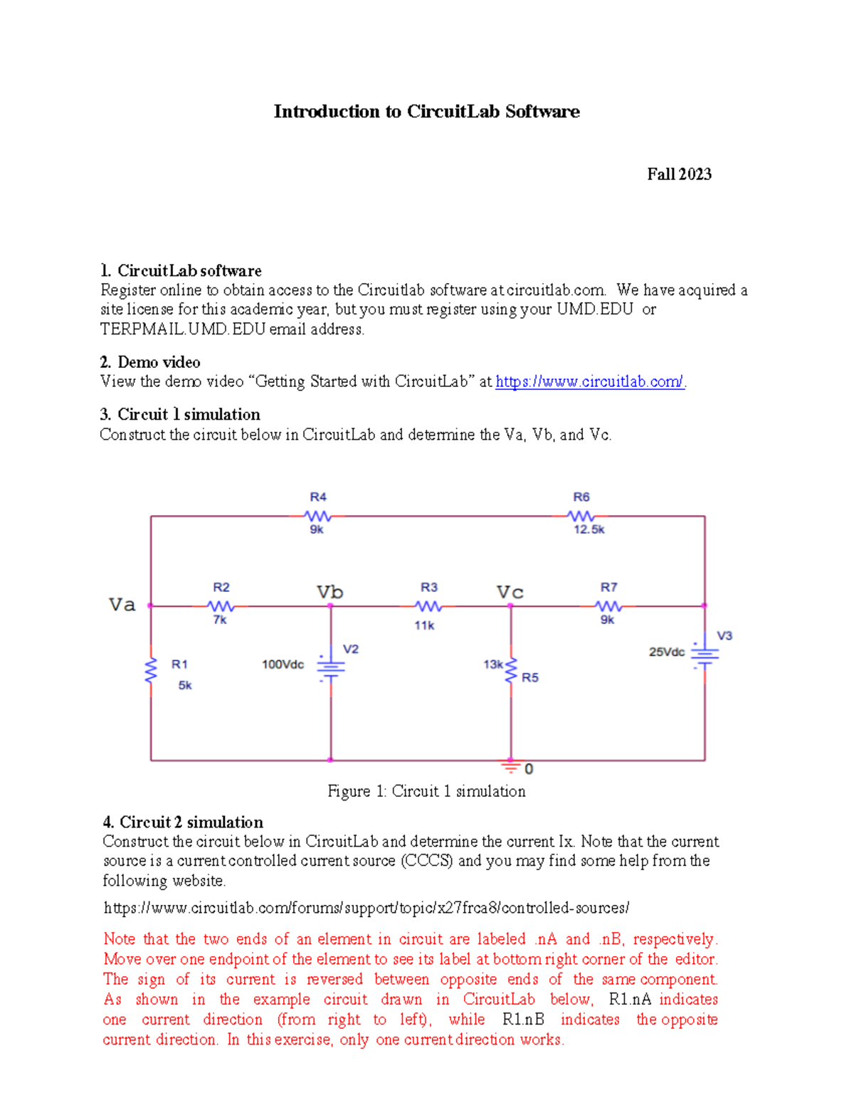 Circuit Lab Fall2023 - Introduction to CircuitLab Software Fall 2023 CircuitLab software ...