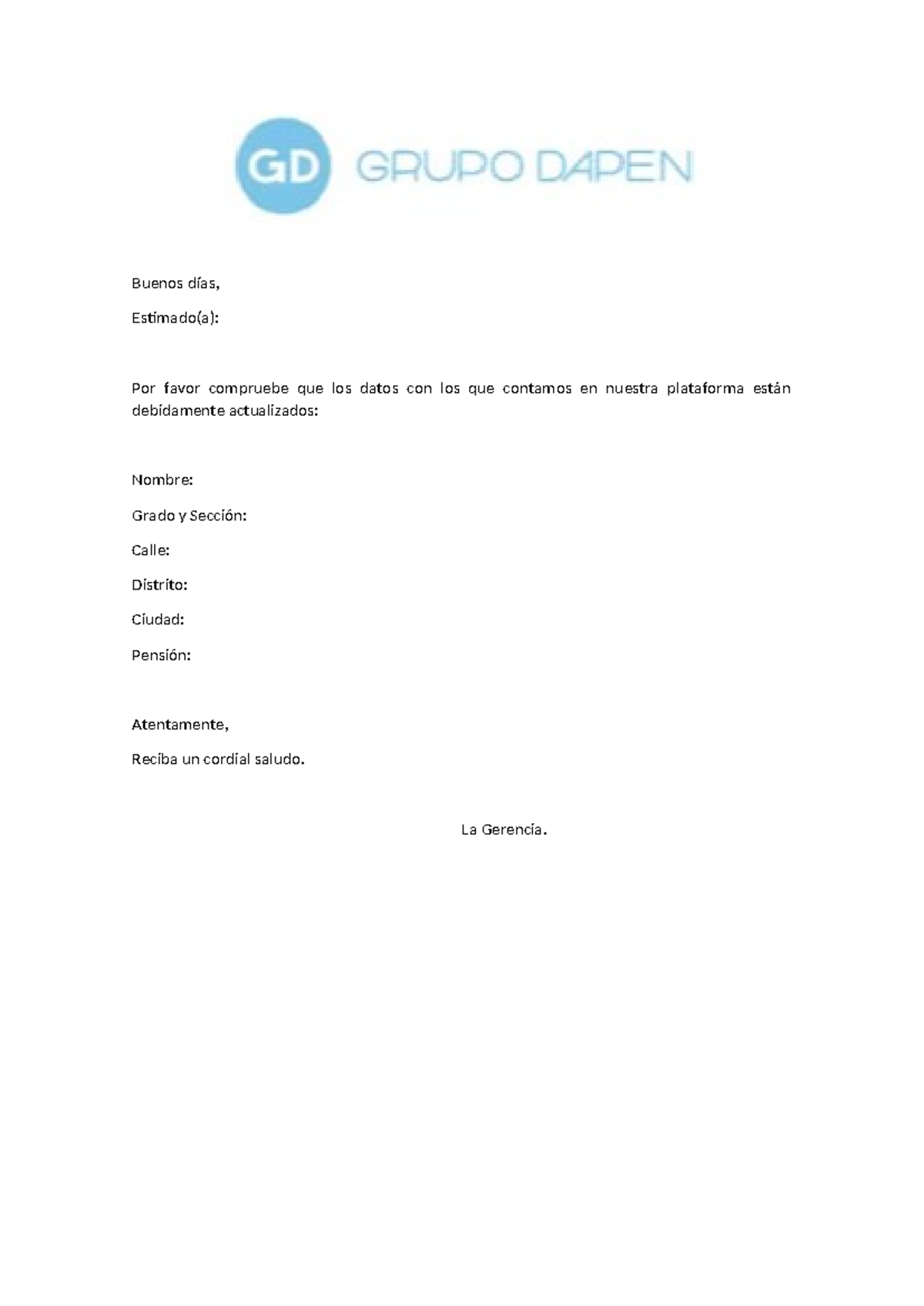 Modelo DE Carta Correspondencia - Word guía - Buenos días, Estimado(a ...