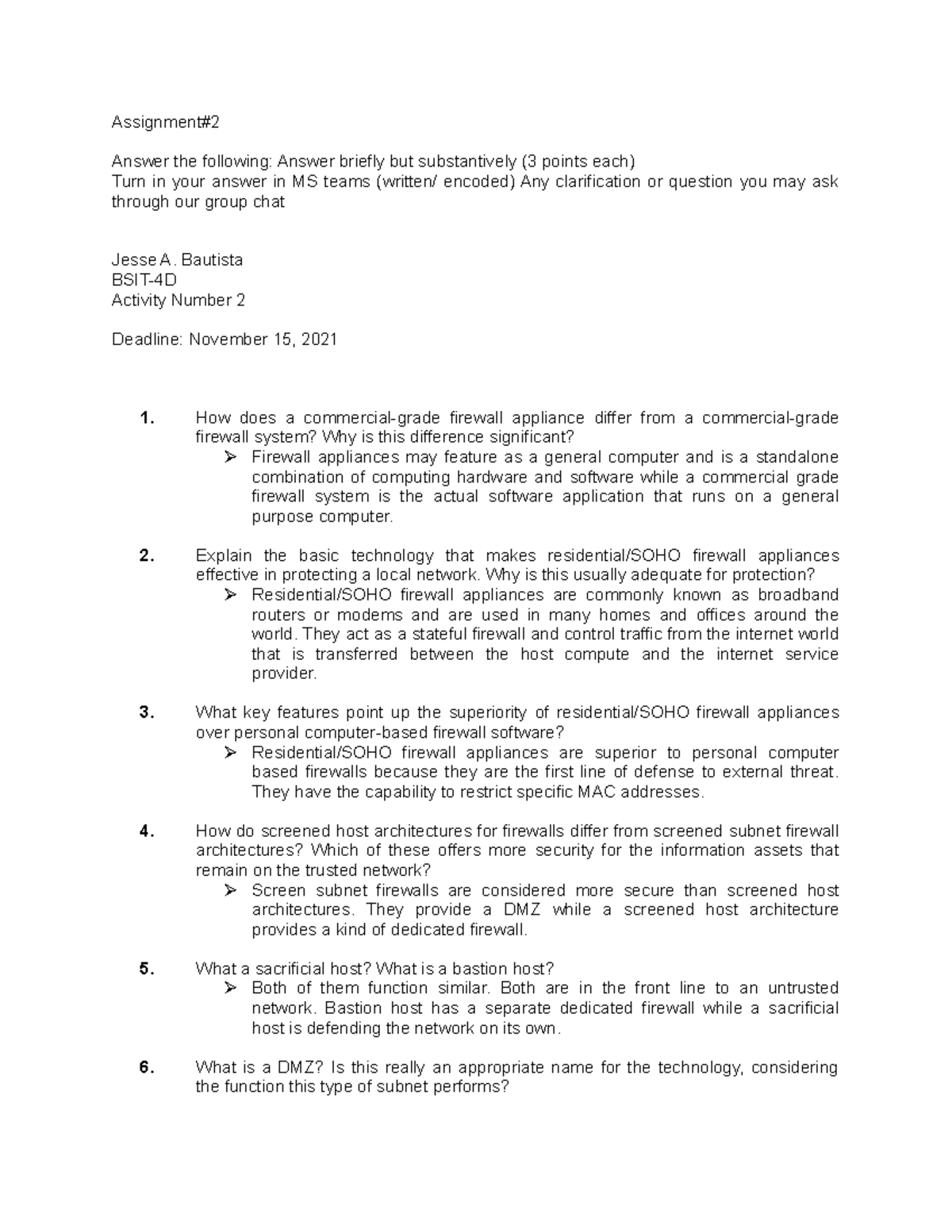 Assignment 1 - Assignment# Answer the following: Answer briefly but ...