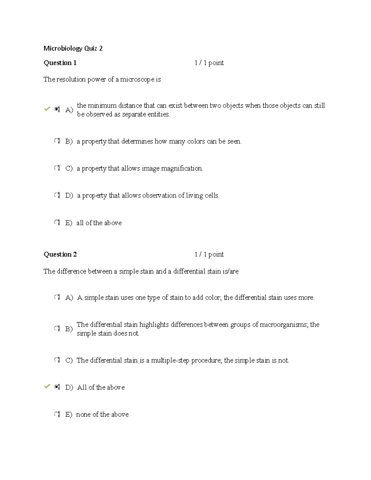 Microbiology Quiz 2 B A Property That Determines How Many Colors Can