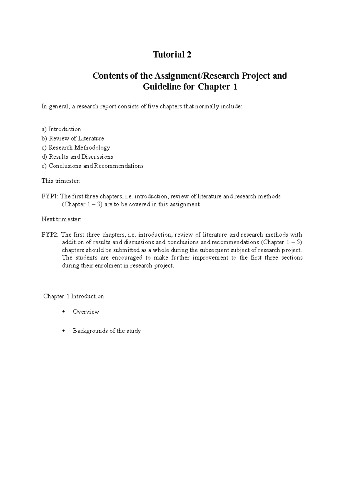 Tutorial 2 Chap1Guidelines - Tutorial 2 Contents of the Assignment ...