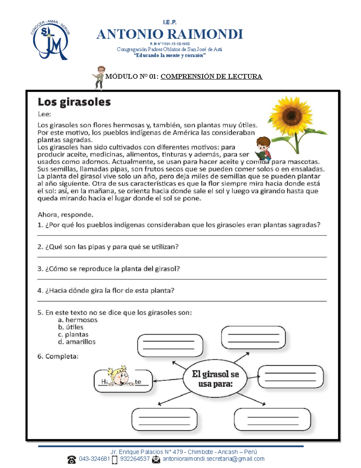 Comprension DE Lectura - 3 PRIM - MÓDULO N° 01: COMPRENSIÓN DE LECTURA ...
