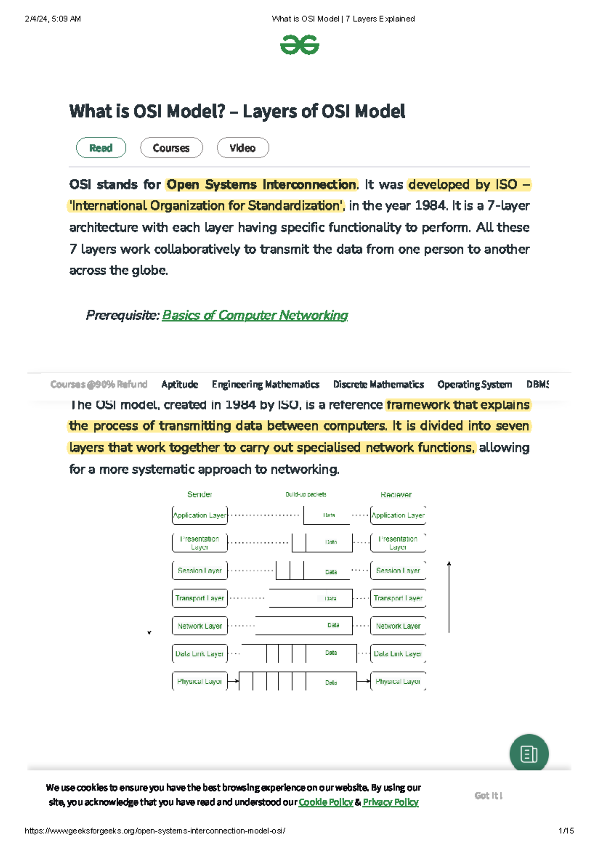 What is OSI Model 7 Layers Explained - Read Courses Video OSI stands ...
