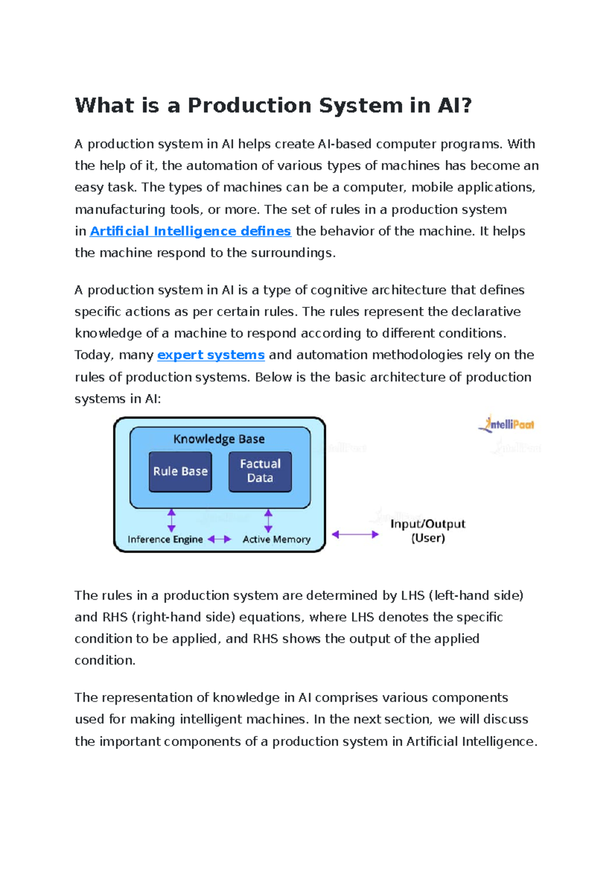 What is a Production System in AI - With the help of it, the automation ...