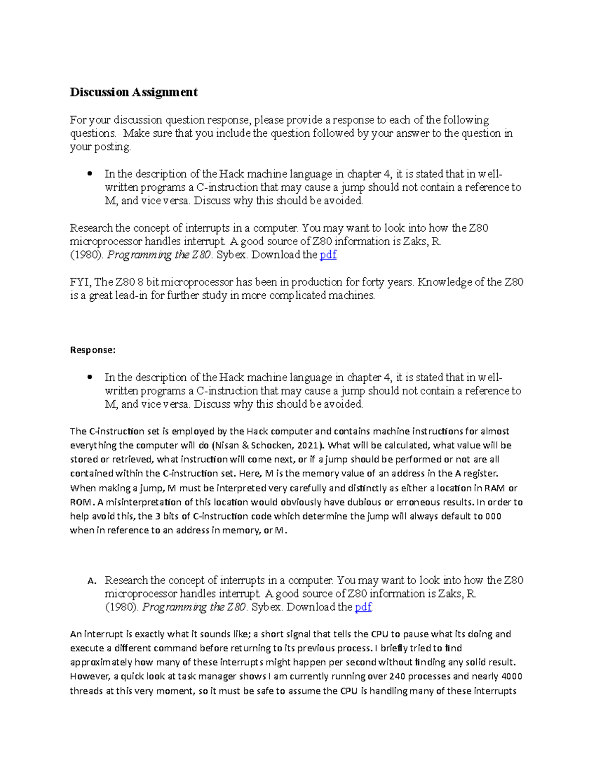 Cs 1104 Discussion Assignment Unit 6 Discussion Assignment For Your Discussion Question