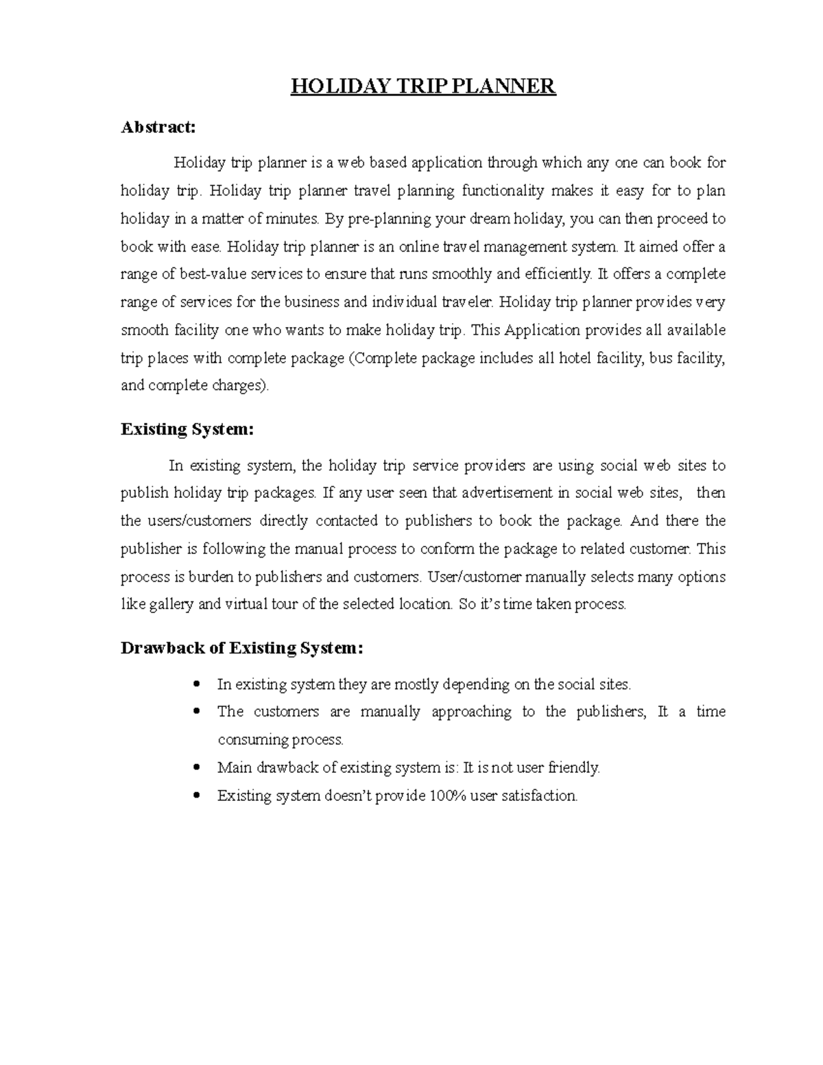 76. holiday trip planner - HOLIDAY TRIP PLANNER Abstract: Holiday trip ...