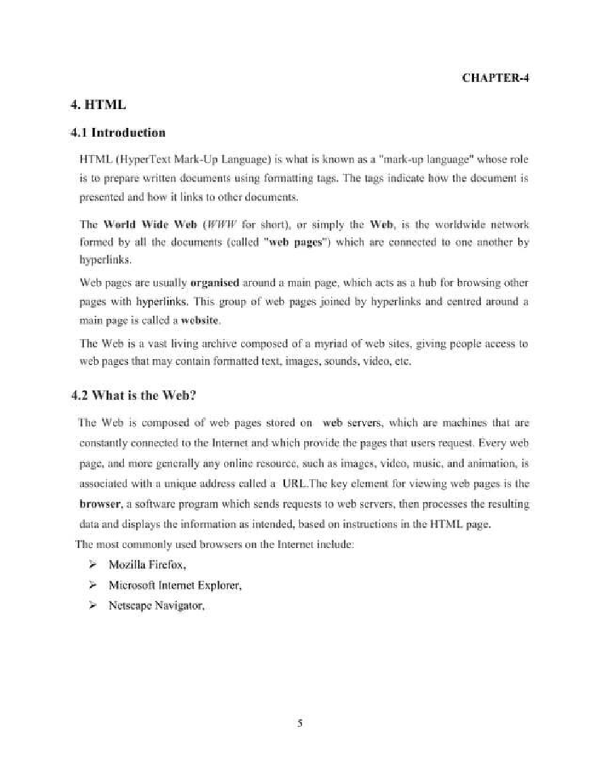 Training report on web developing 5 638 - 4. HTML 4 Introduction HTML (HyperText Language) is ...