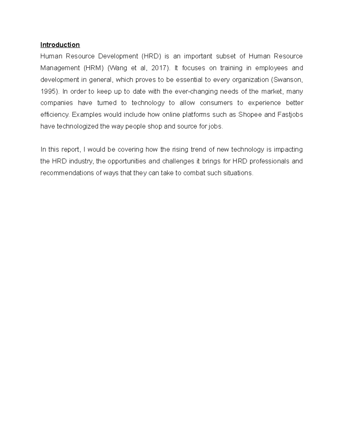 BUSM 1139 HRD Assignment 1 - Introduction Human Resource Development ...