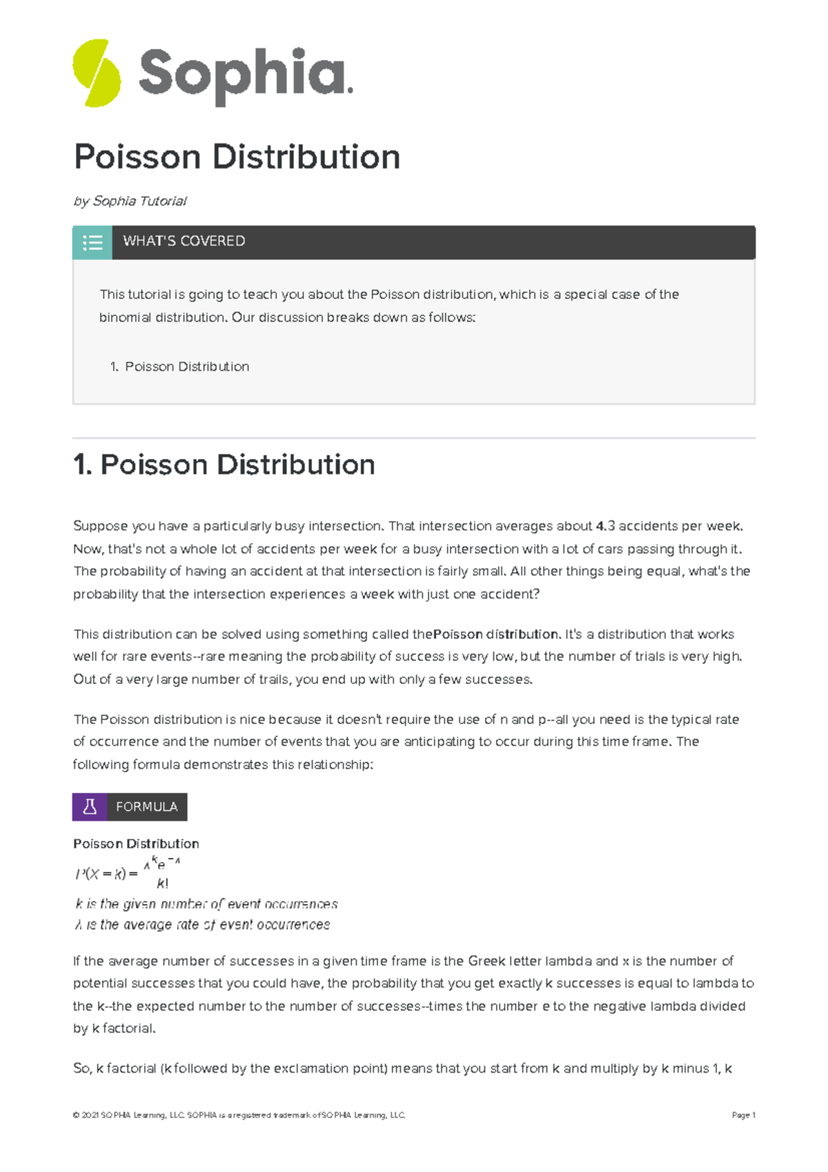Poisson-distribution-2 - Poisson Distribution by Sophia Tutorial ú This tutorial is going to ...
