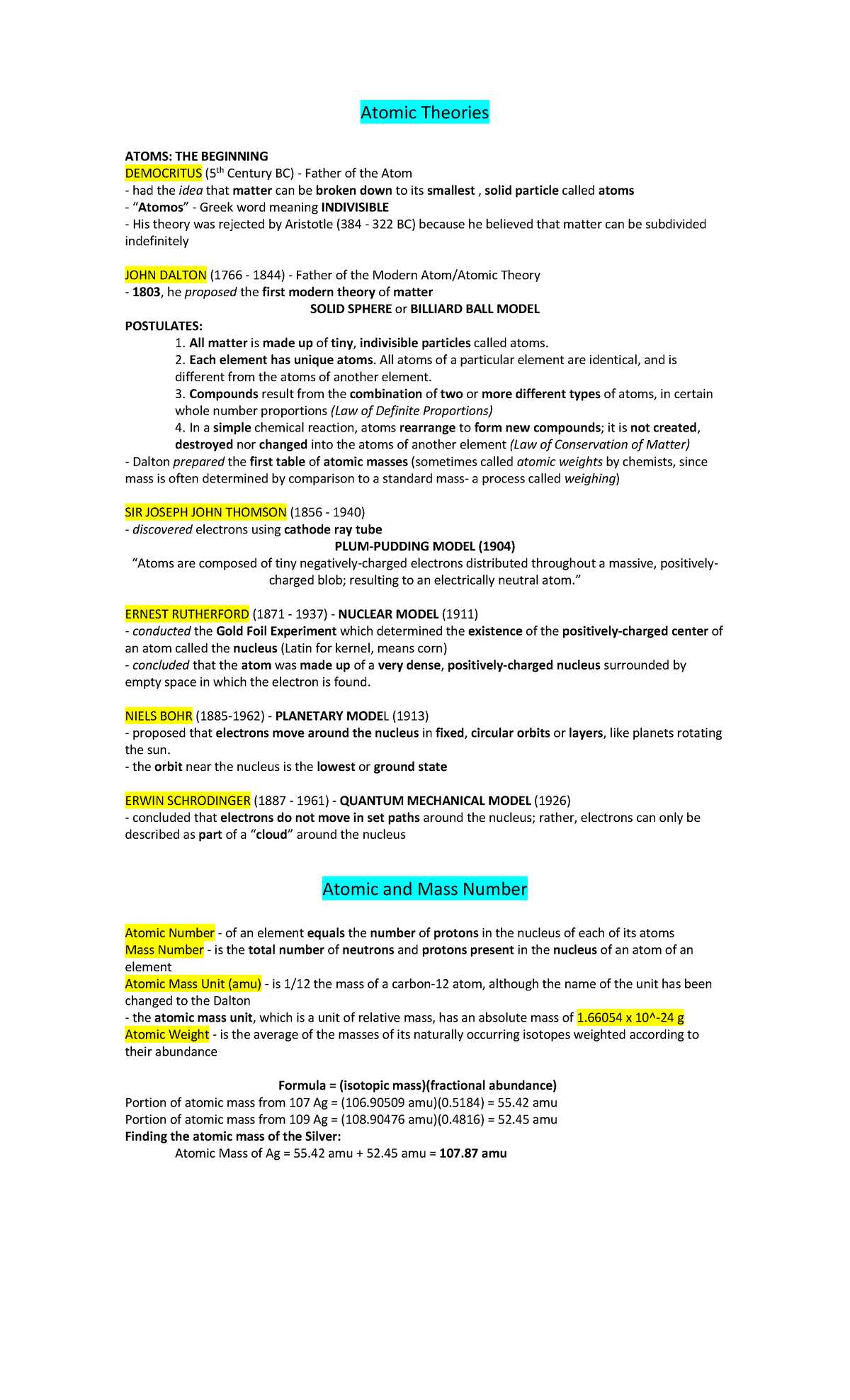 Biochem Reviewer - Atomic Theories ATOMS: THE BEGINNING DEMOCRITUS (5th ...