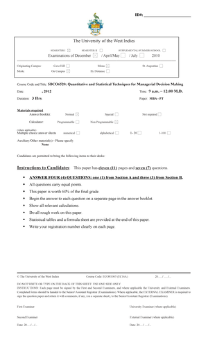 Tutorial Problem Set 2 - ECON2009: STATISTICAL METHODS II PROBLEM SET 2 ...
