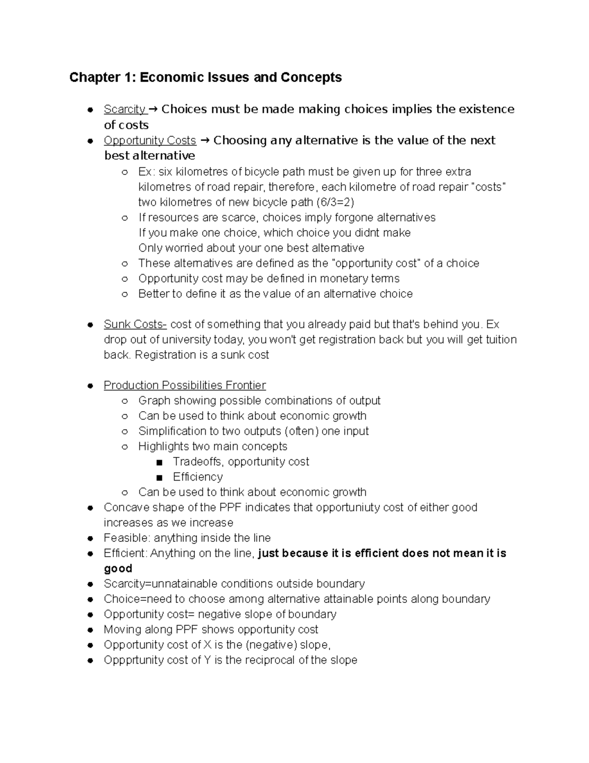 EC120 Midterm Review - Chapter 1: Economic Issues and Concepts Scarcity → Choices must be made ...