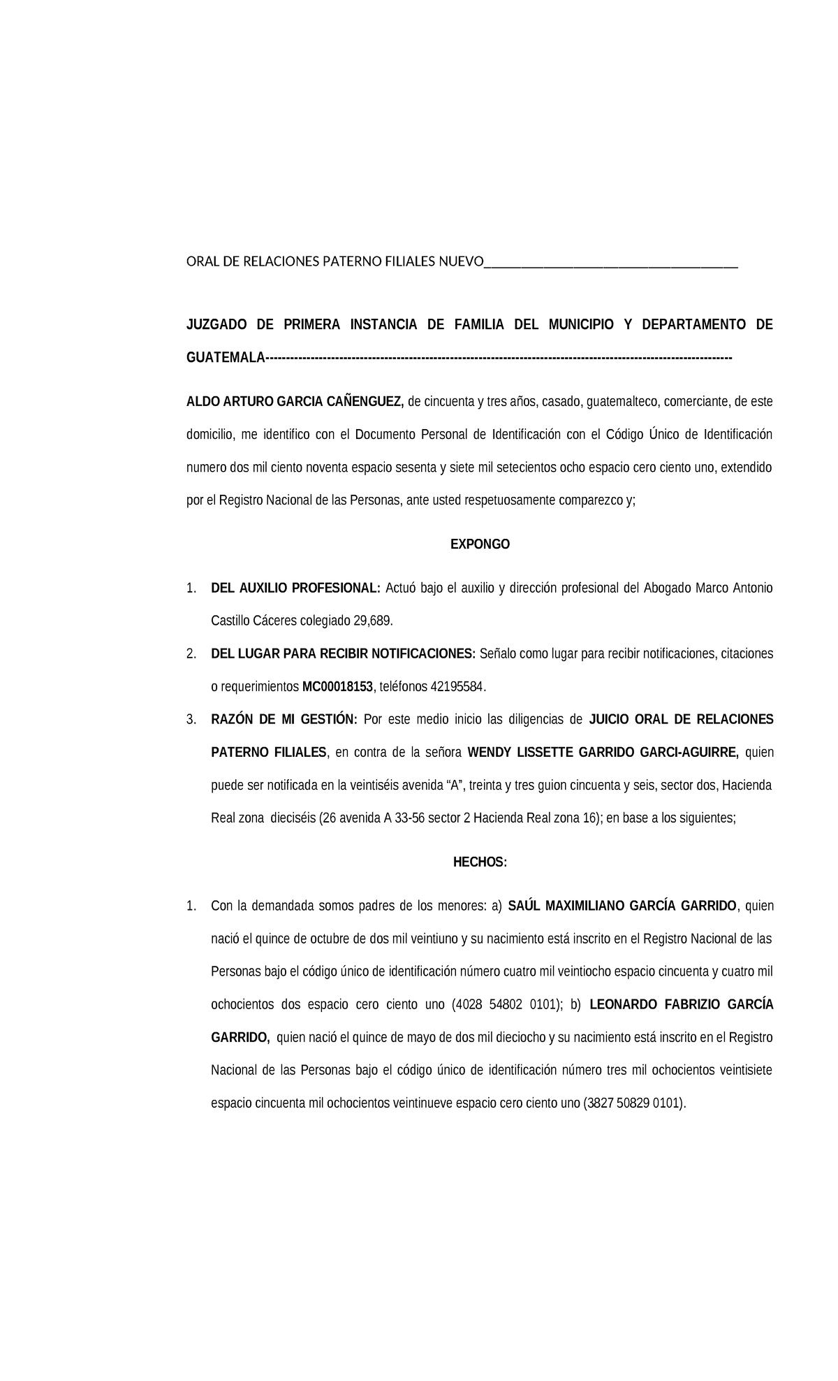 Relaciones Paterno Filiales ALDO - ORAL DE RELACIONES PATERNO FILIALES ...