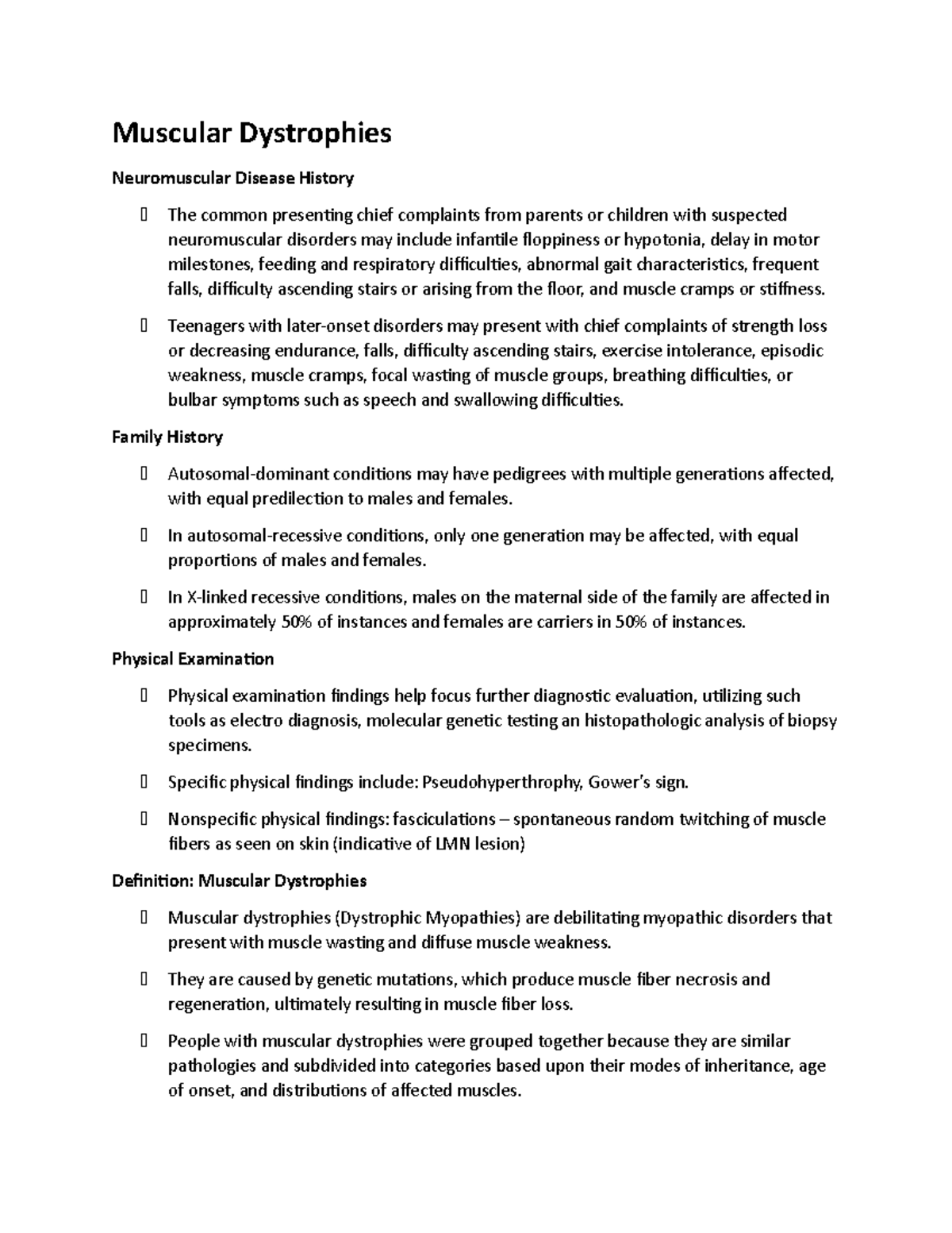 Muscular dytrophies - Lecture notes 1 - Muscular Dystrophies ...