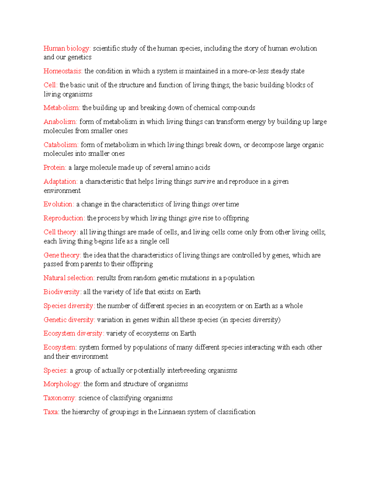 Chapter 2 Vocab - Human biology: scientific study of the human species ...