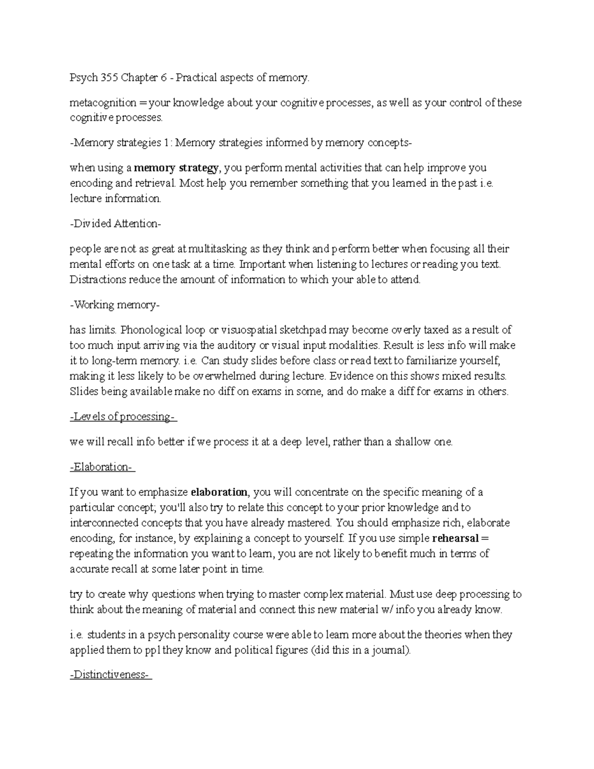 Psych 355 chapter 6 practical aspects of memory - Psych 355 Chapter 6 ...