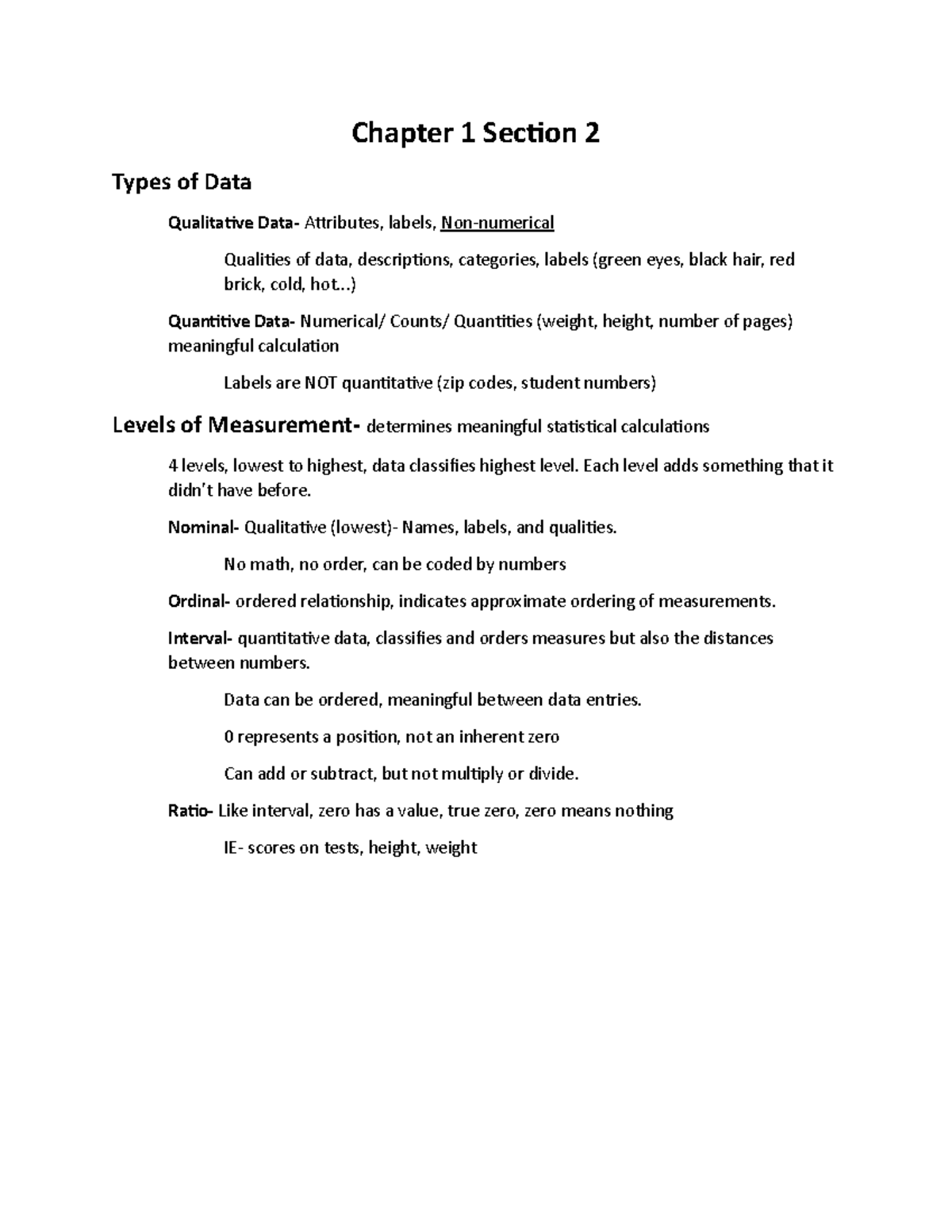 Chapter 1 Section 2 - Lecture notes 2 - Chapter 1 Section 2 Types of ...