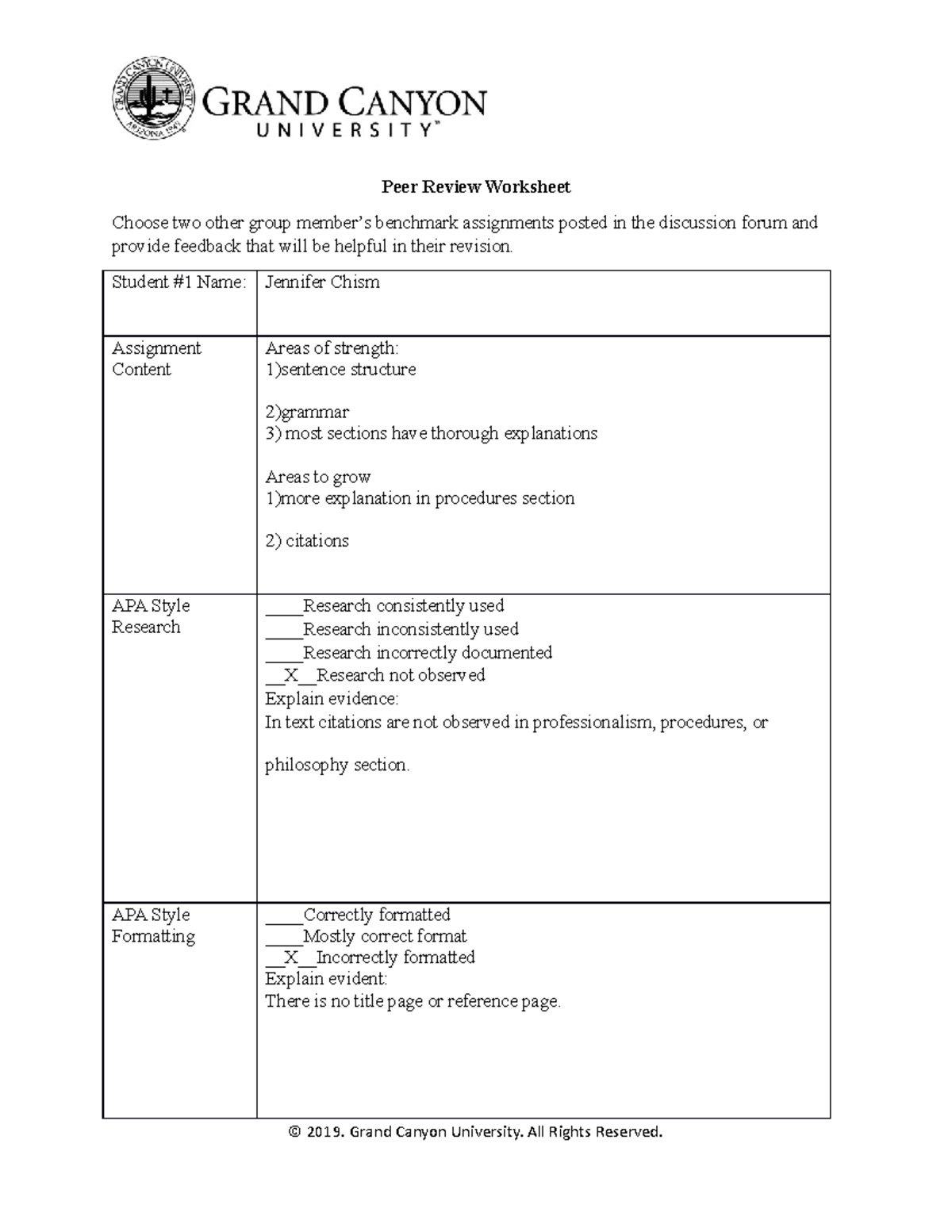 Jennifer Peer Review Week 5 Peer Review Worksheet Choose Two Other