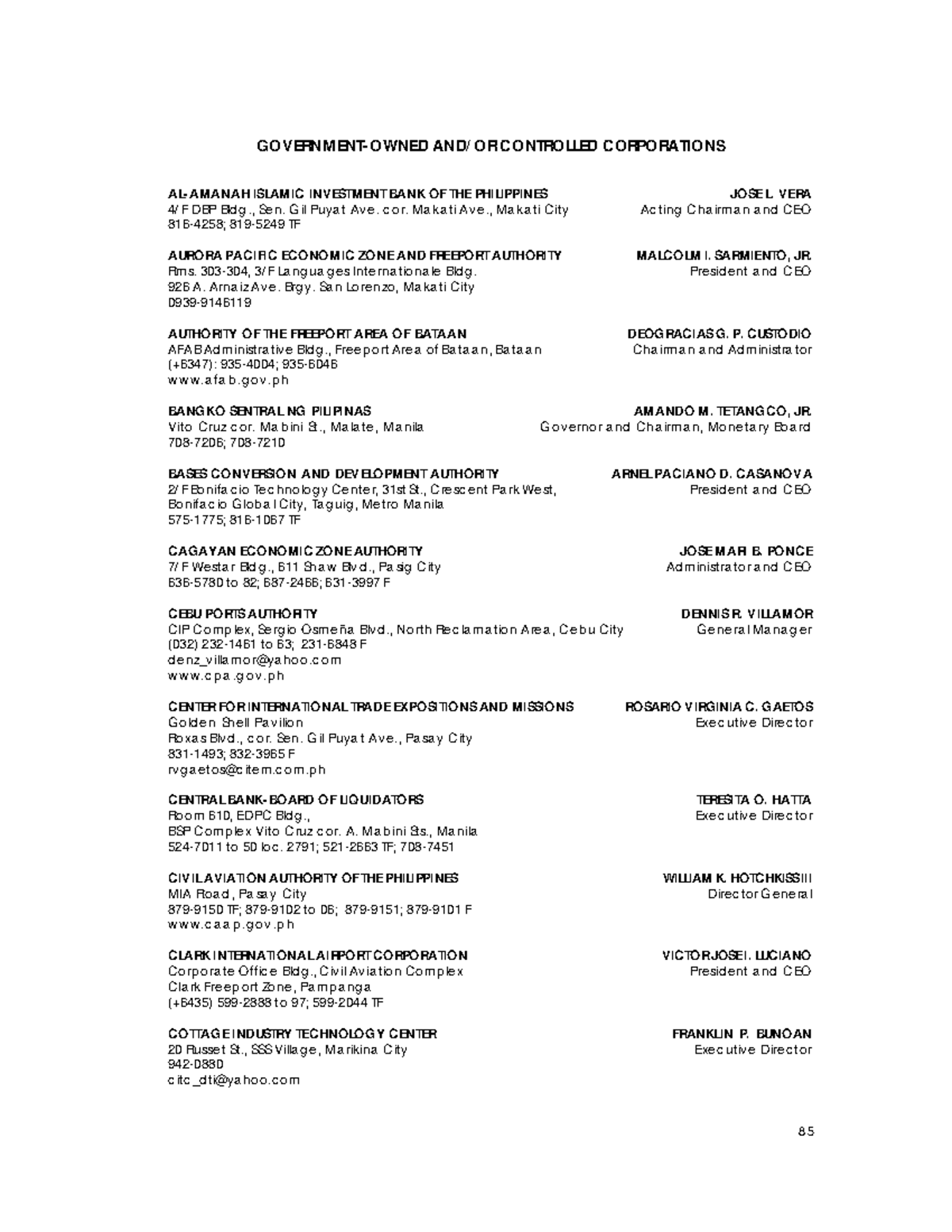 GOCC of the Philippines - G O VERNM ENT- O WNED A ND/ O R C O NTRO LLED ...