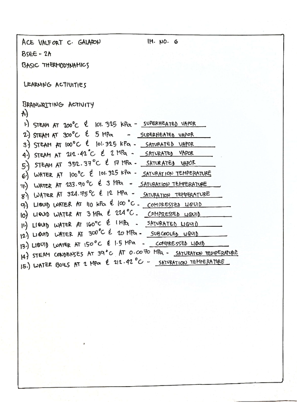 IM NO. 6 Basic Thermodynamics - Mechanical Engineering - NVSU - Studocu
