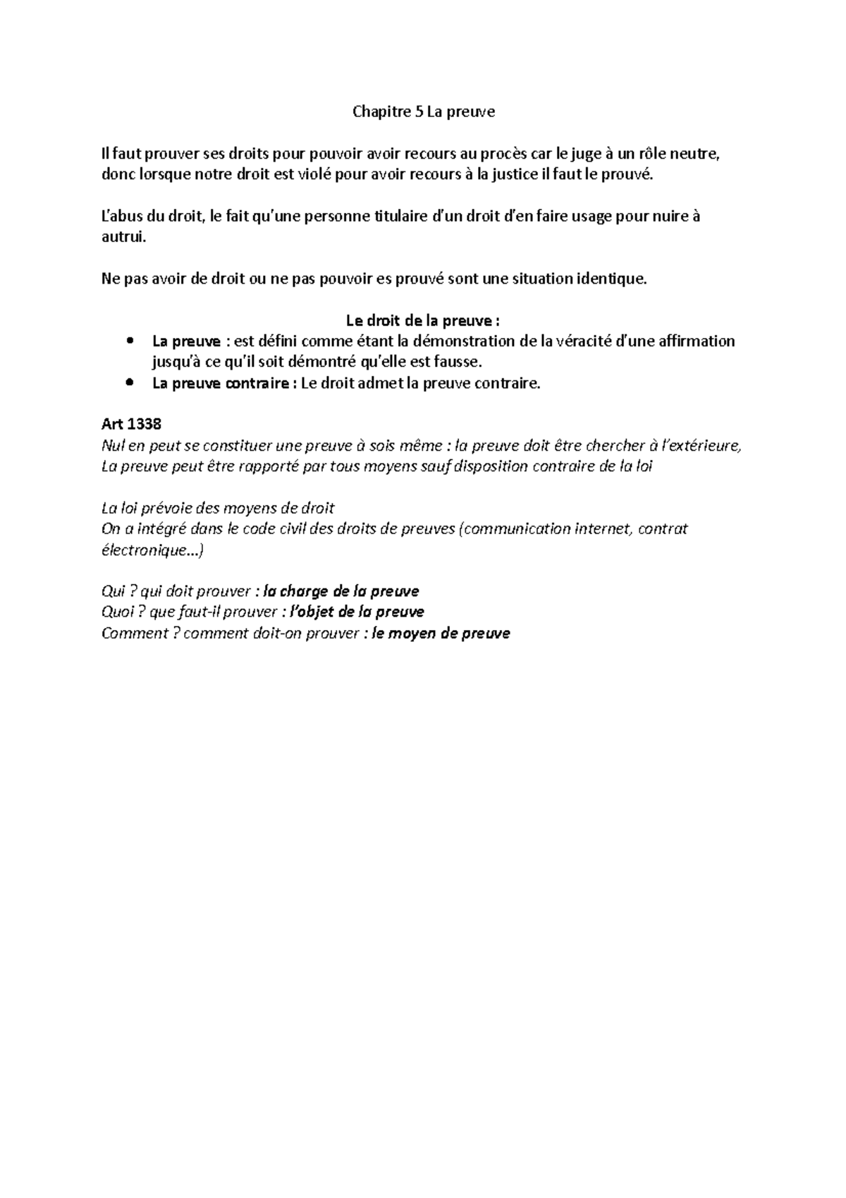 Chapitre 5 La preuve - Cours - Chapitre 5 La preuve Il faut prouver ses ...
