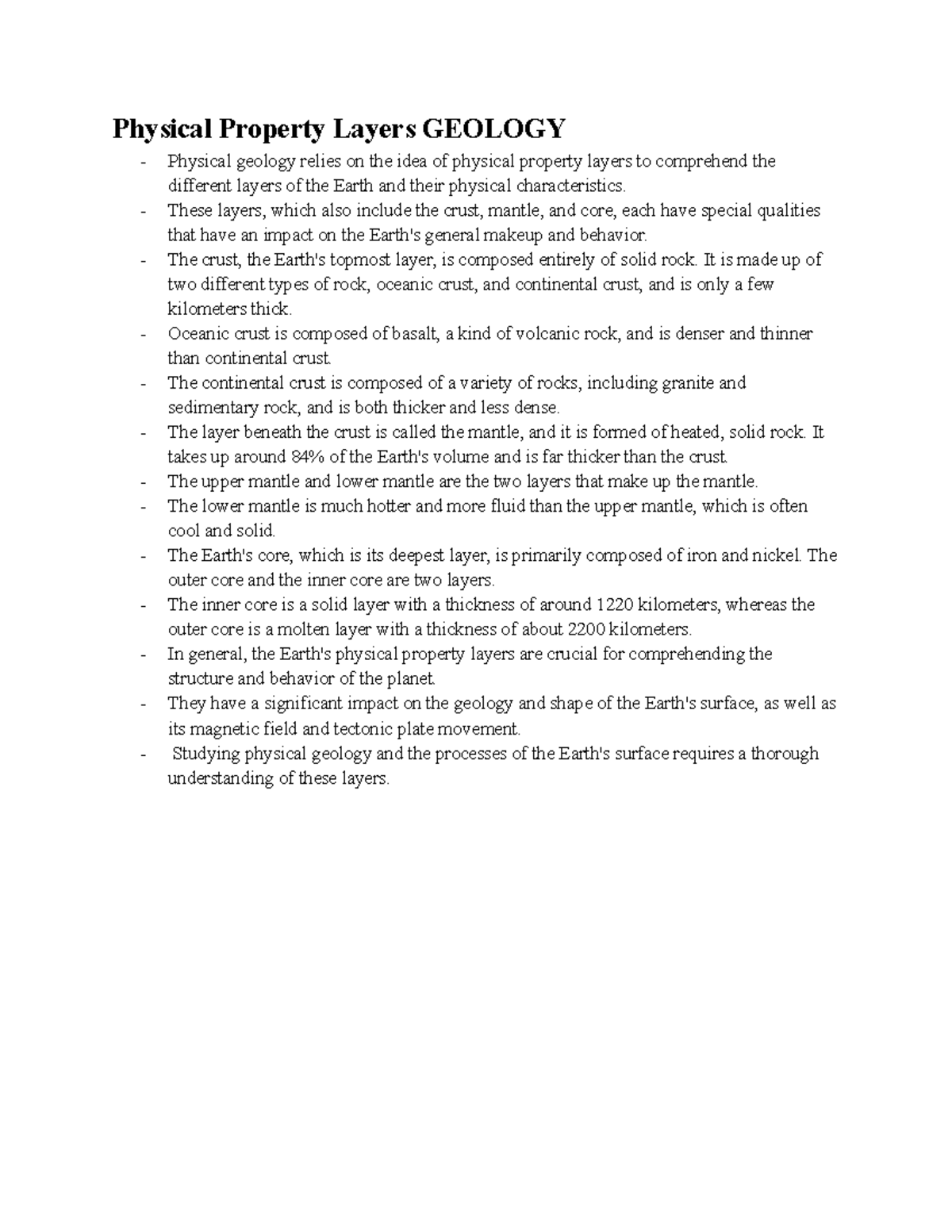 Physical Property Layers Geology - Physical Property Layers GEOLOGY ...
