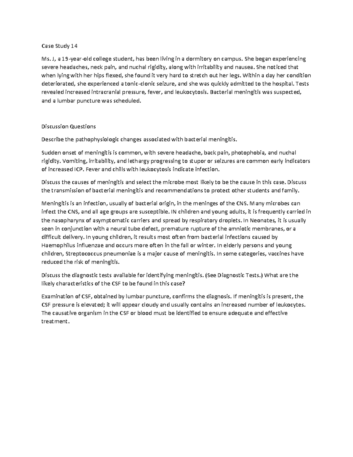 Case Study 14 - This assignment is from the case studies given in the ...