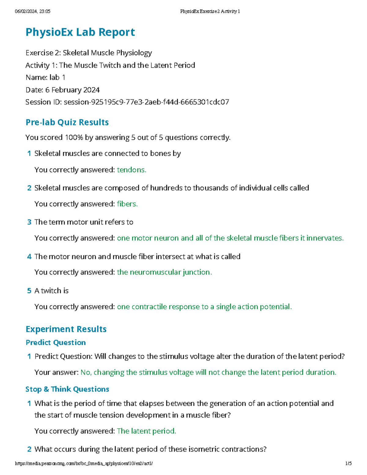 Physio Ex Exercise 2 Activity 1 - PhysioEx Lab Report Exercise 2 ...